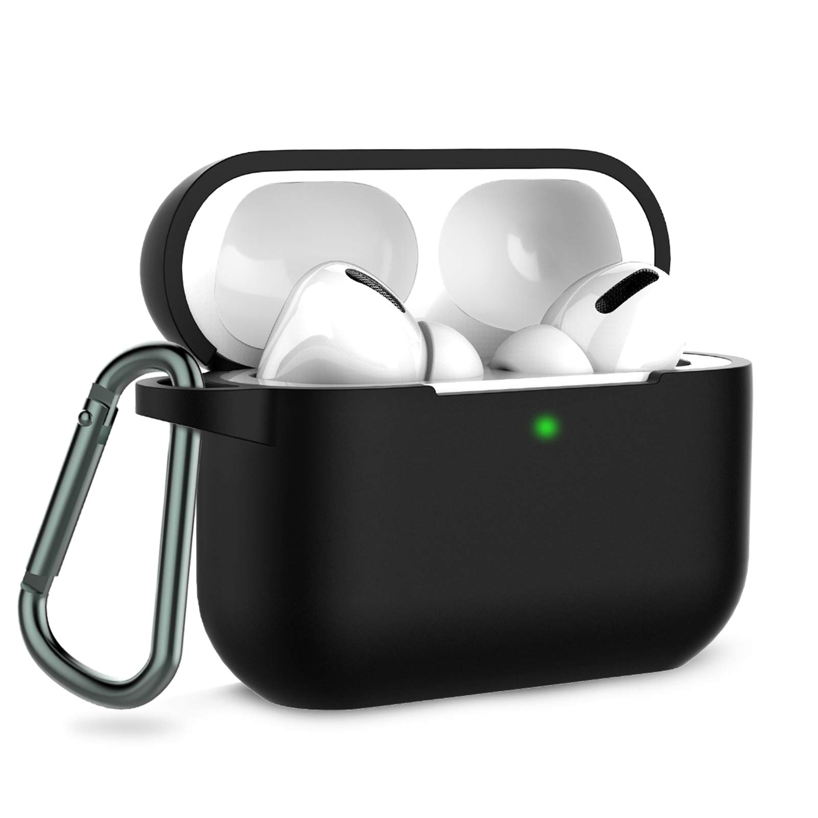 AirPods Pro Case Cover, Coffea Protective Silicone Case with Keychain for Apple AirPod Pro, Black [US Patent Registered]