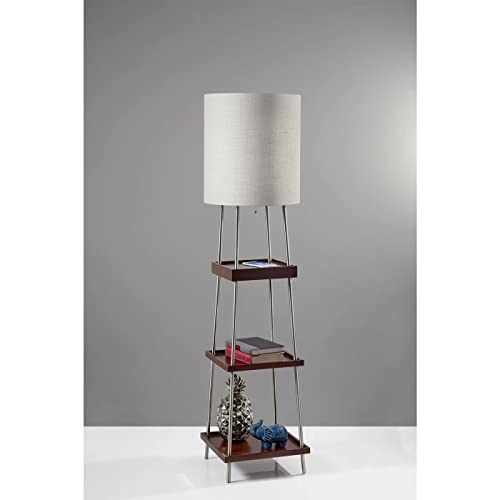 Adesso 3459-15 Henry Shelf Floor Lamp Wireless Charging, 7W LED, 5W QI, USB Port, Indoor Lighting Lamps