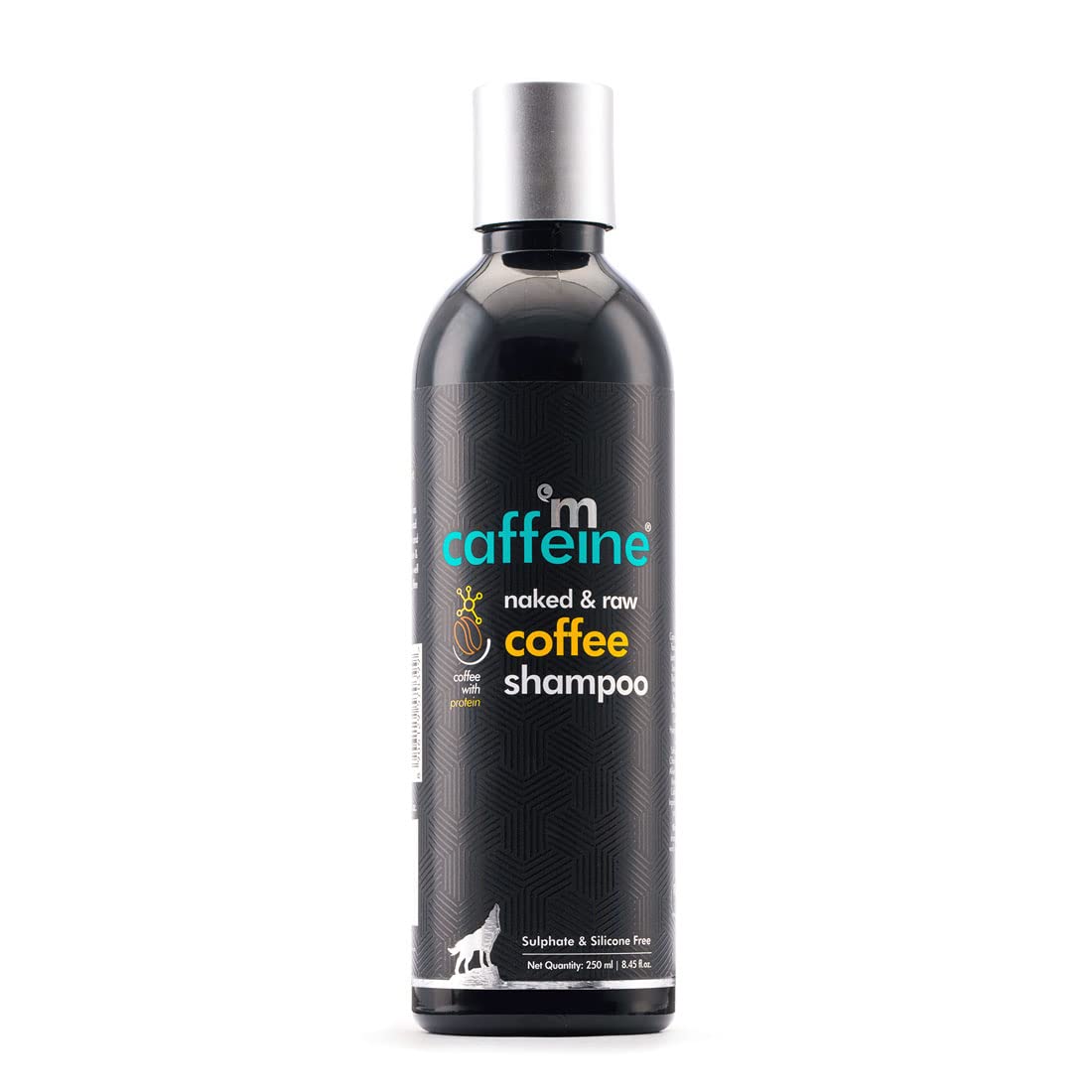 mCaffeine Naked and Raw Coffee Shampoo - Hair Loss Shampoo - Controls Hair Fall and Nourishes with Protein - Sulphate and Silicone Free - 8.45 oz