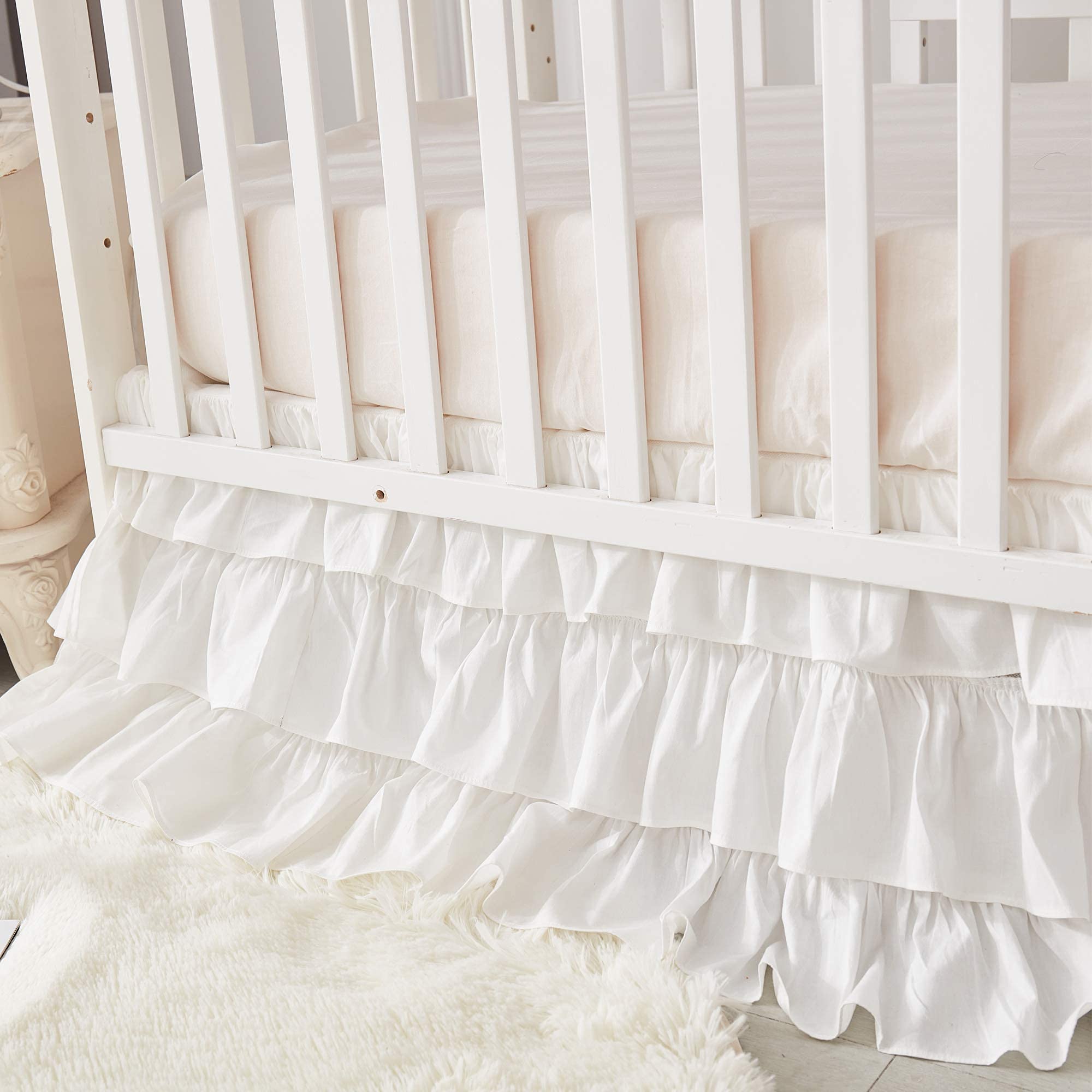 Brandream Luxury Diamond Nursery 6-Piece Baby Crib Bedding Set - White