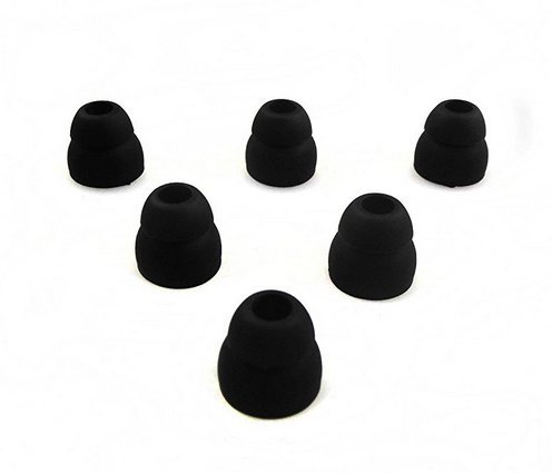 3 Pairs Black Double Flange Silicone Earbuds EarTips 5mm Connector for Beats by dre Powerbeats 2 Wireless Sennheiser IE6 IE7 IE8 Earphones