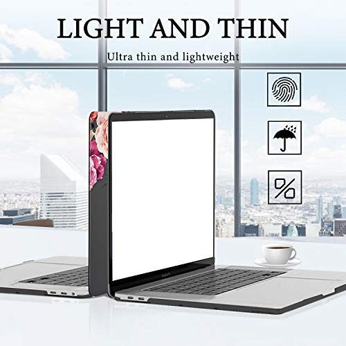 iLeadon MacBook Pro 13 inch Case 2020 Release Model A2338 M1/A2251/A2289, Plastic Hard Shell Case with Keyboard Cover Only Compatible 2020 New MacBook Pro 13 with Touch Bar Fits Touch ID, Peony Flower