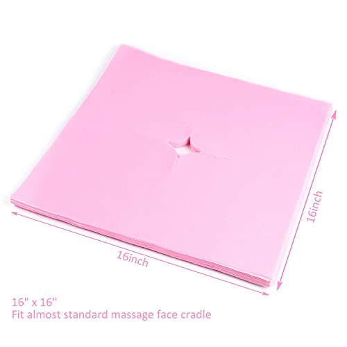 OKEKON Disposable Face Cradle Covers – Ultra Soft Non-Sticking Massage Face Covers/Headrest Covers for Massage Tables & Massage Chairs Spa Salon Massage Headrest Cover Pink, 100 PCS