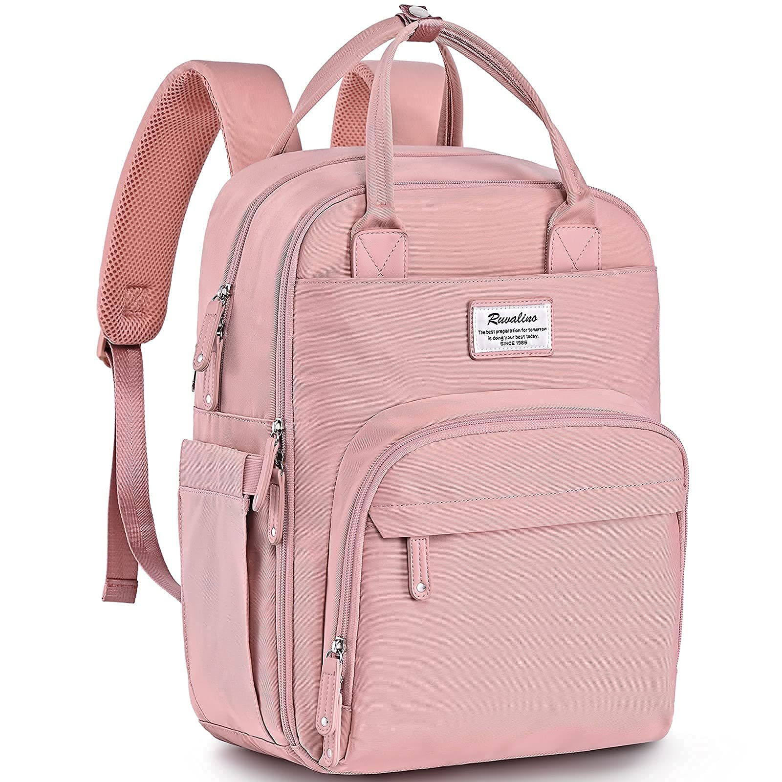 RUVALINO Diaper Bag Backpack, Stroller Hooks, Multifunction Travel Baby Back Pack with Changing Pad, Universal Stroller Clips for Mom Girls
