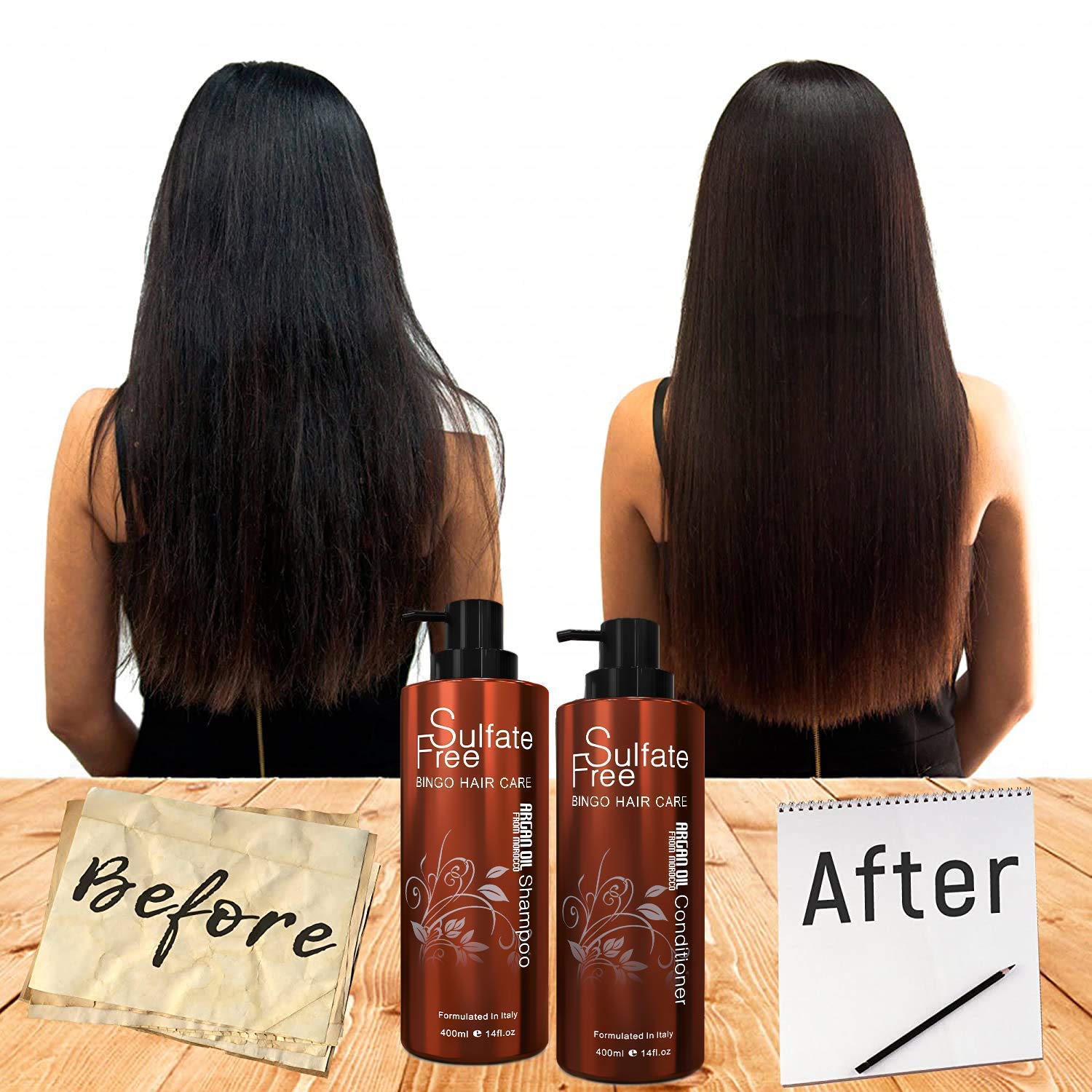 BINGO HAIR CARE Moroccan Argan Oil Shampoo, Conditioner and Hair Mask Set