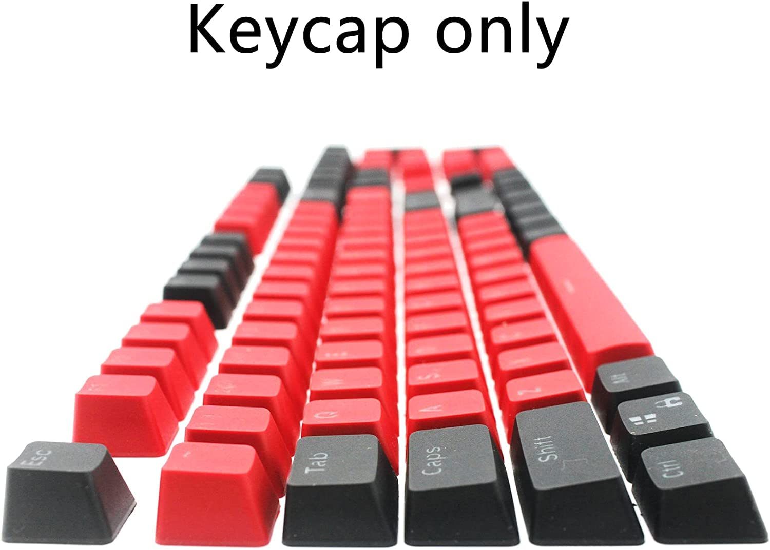 Meideli 104Pcs Gaming Keyboard Caps, Universal Keycaps for Mechanical Keyboard, ABS Backlight Wear-Resistant Key Caps Replacement Keyboard Accessories Black Red