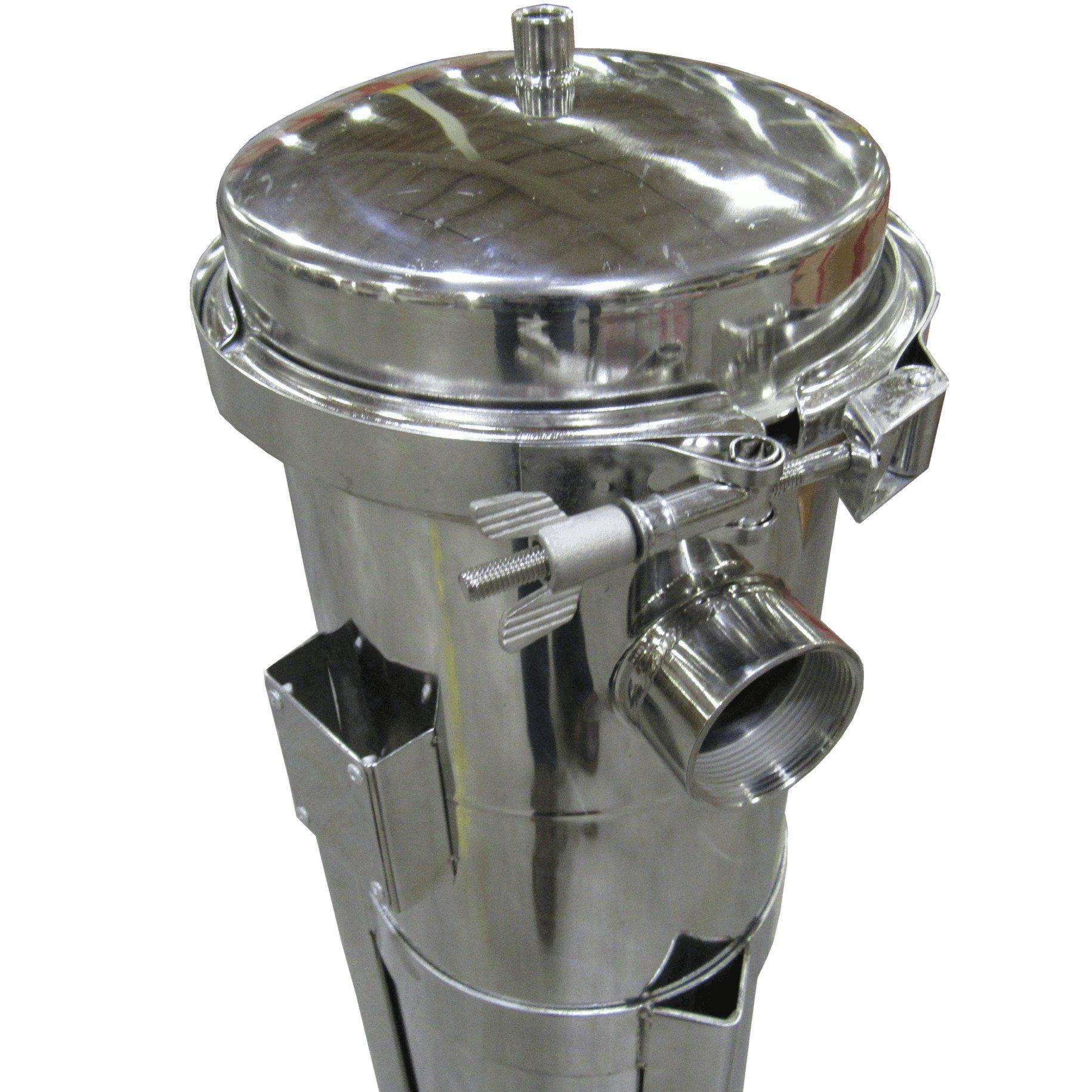 PRM #2 Stainless Steel Bag Filter Housing, 2 Inch NPT Inlet, Dual Side or Bottom 2 Inch NPT Outlet, 100 psi