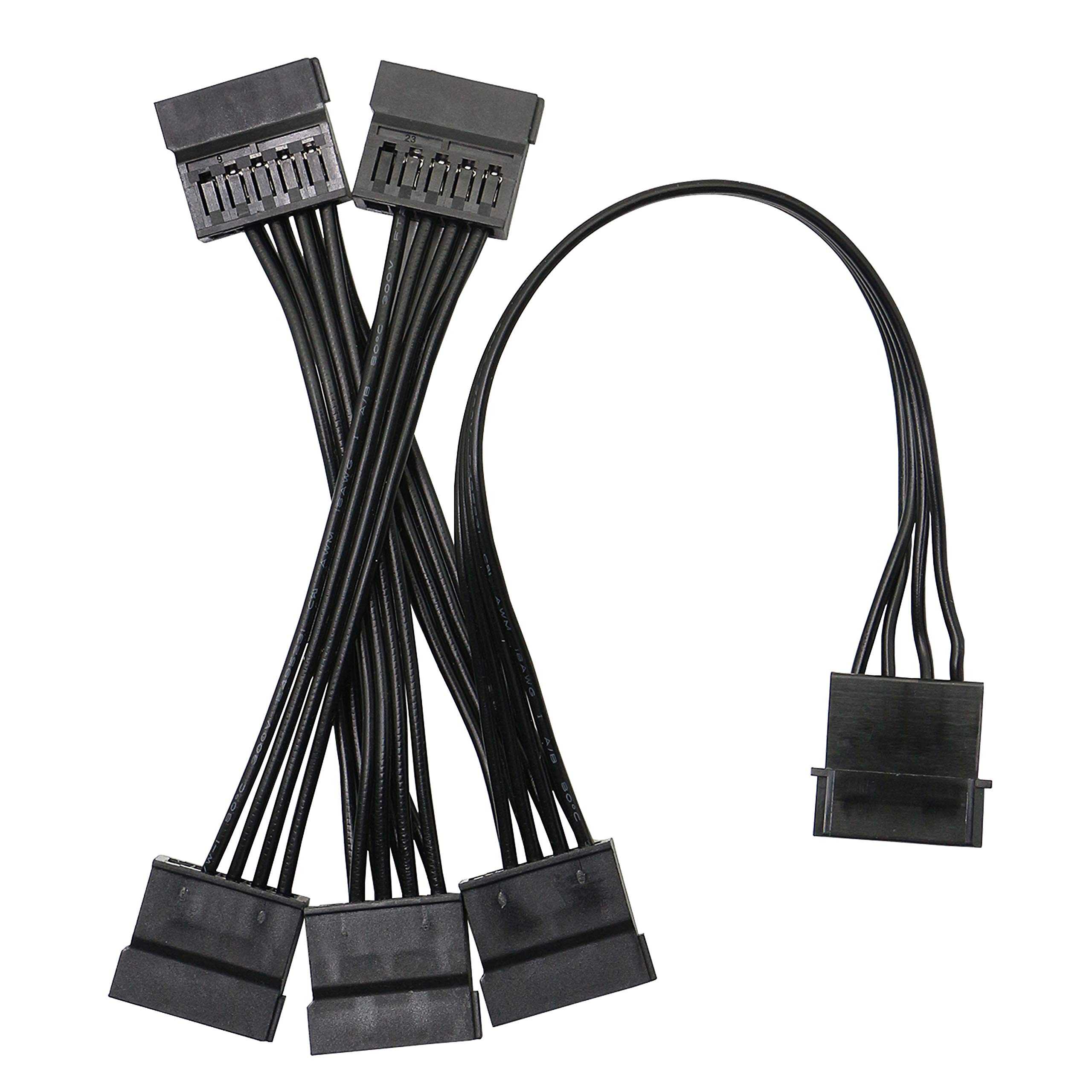 GELRHONR IDE to SATA Power Splitter Cable,LP4 4Pin IDE to 5 x15 Pin SATA Power Conversion Line Extension Y-Cable for Hard Disk