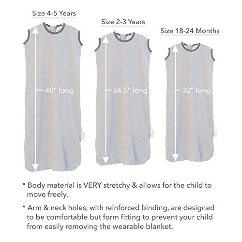 Back Zip Bag - Back Zipping Toddler Sleep Sack, Difficult for Your Child to Remove (Inescapable), Super Soft, Lightweight, Stretchy, Wearable Blanket for Toddlers (Moonlight Grey, 2T-3T)