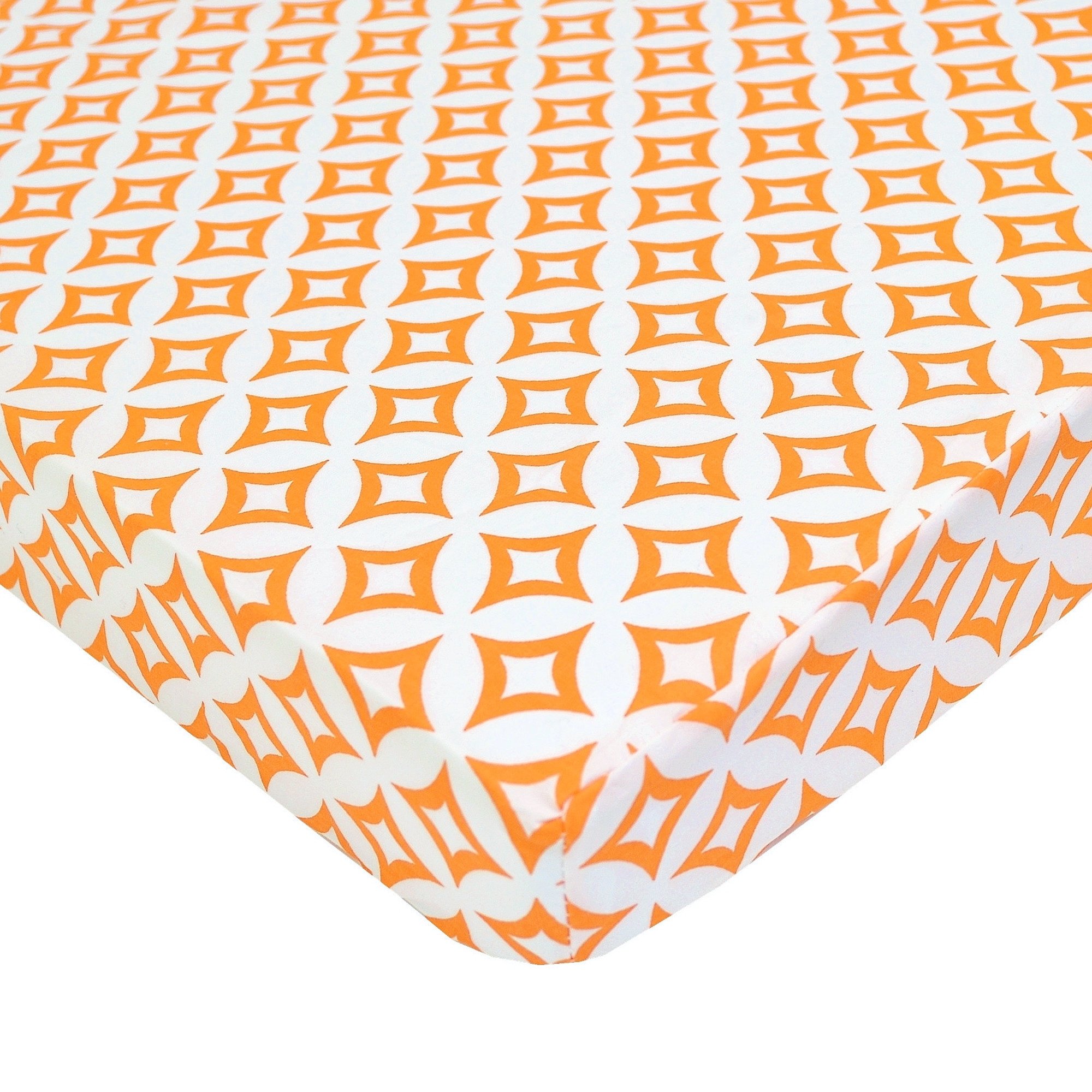 American Baby Company 100% Natural Cotton Percale Fitted Portable/Mini Crib Sheet, Orange Tweedle Dee Tile, Soft Breathable, for Boys and Girls
