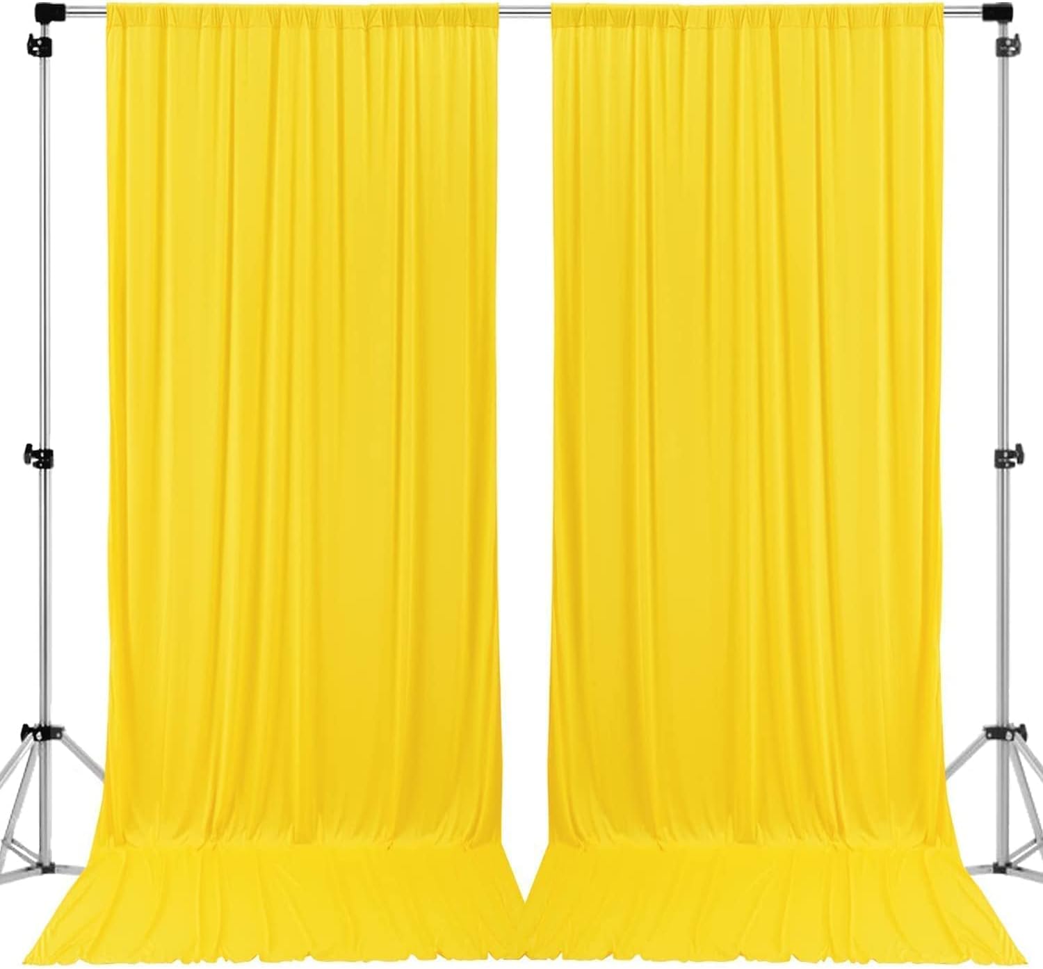 AK TRADING CO. 10 feet x 8 feet IFR Polyester Backdrop Drapes Curtains Panels with Rod Pockets - Wedding Ceremony Party Home Window Decorations - Lemon Yellow