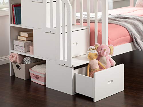 AFI Westbrook Staircase Bunk Twin Over Twin with Turbo Charger and Urban Bed Drawers in White