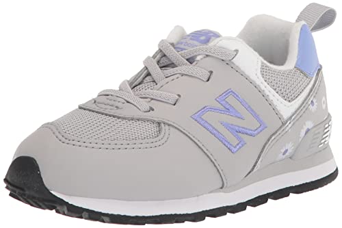 New Balance Kid's 574 V1 Flower Power Bungee Sneaker, Summer Fog/Vibrant Violet, 10 Toddler