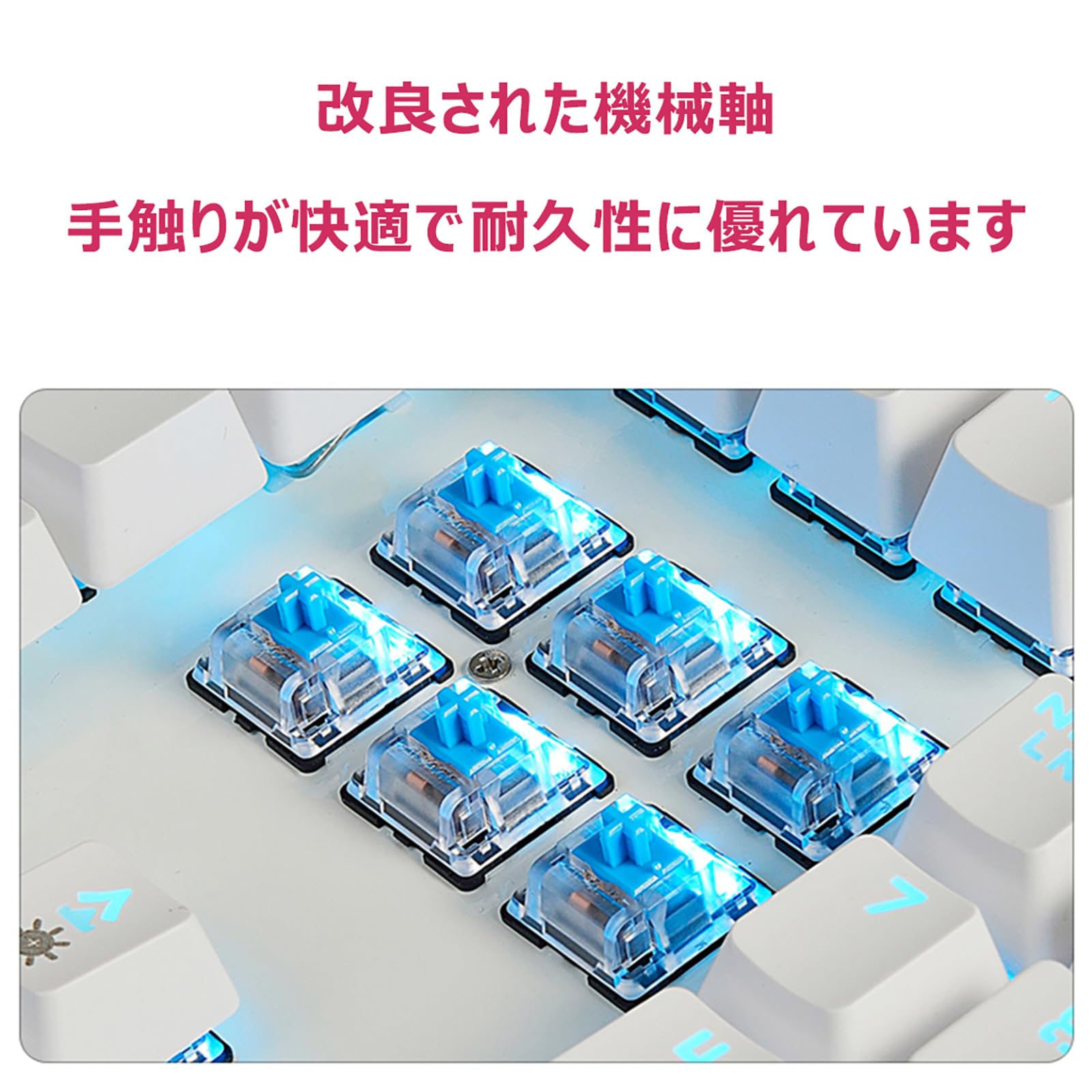 AK35i Mechanical Gaming Keyboard, 104 Keys and 6 Media Keys Anti-Ghosting, 2 Colors PBT Keycap, Elegant White Backlight, Aluminum Panel (Brown Switch/White Backlight, White&Blue)