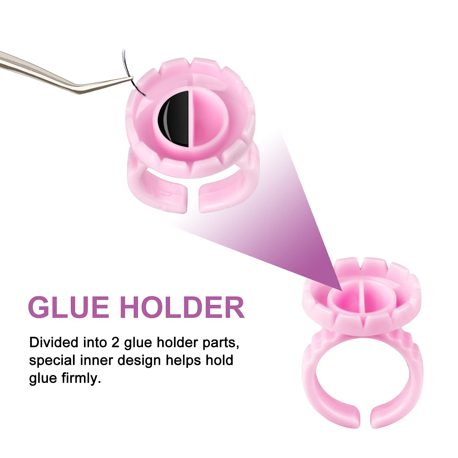 MEKK Glue Rings 100PCS Glue Rings for Eyelash Extension Lash Extension Supplies Disposable Lash Extension Supplies Fanning Blossom Cups for Eyelash Extension(Pink)…