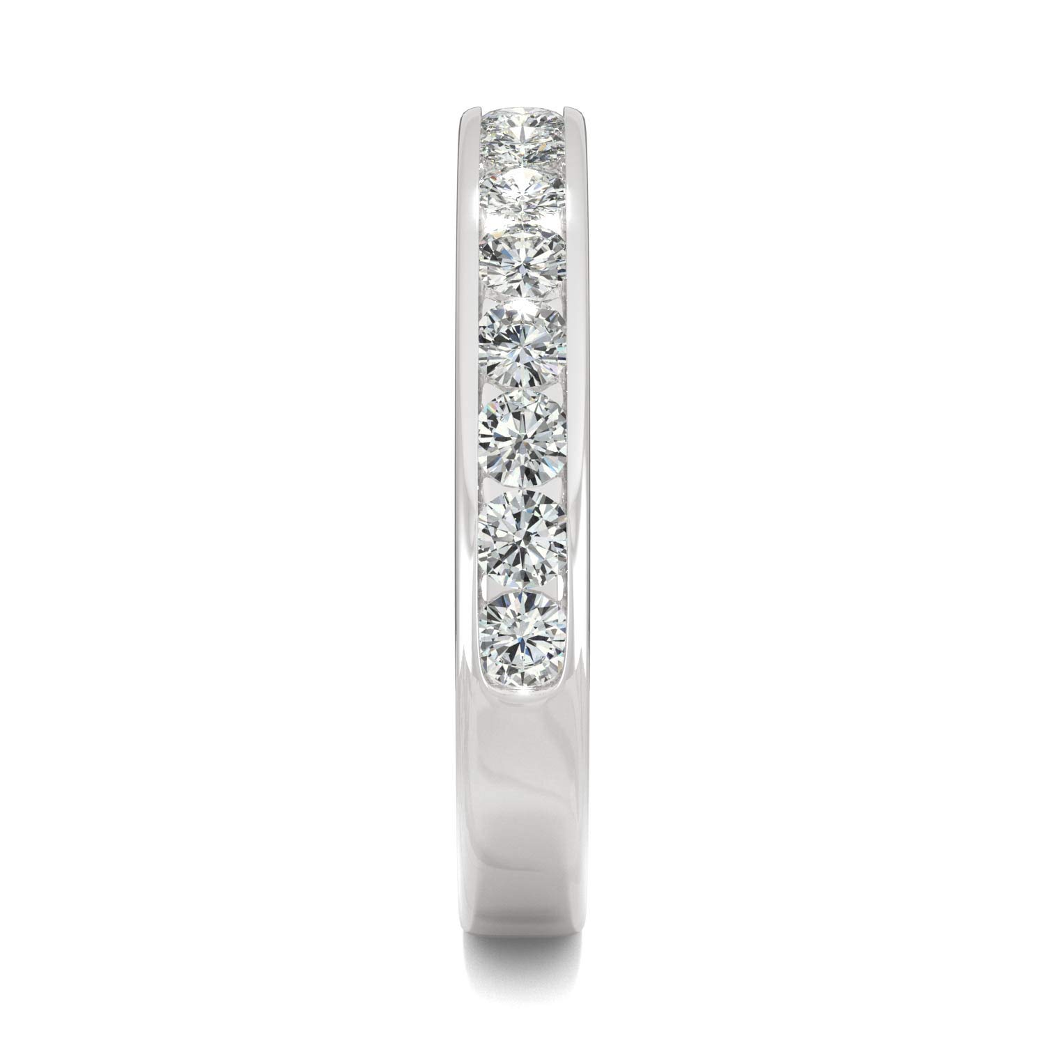 14K White Gold Moissanite by Charles & Colvard 2.2mm Round Wedding Band-size 7.5 0.64cttw DEW