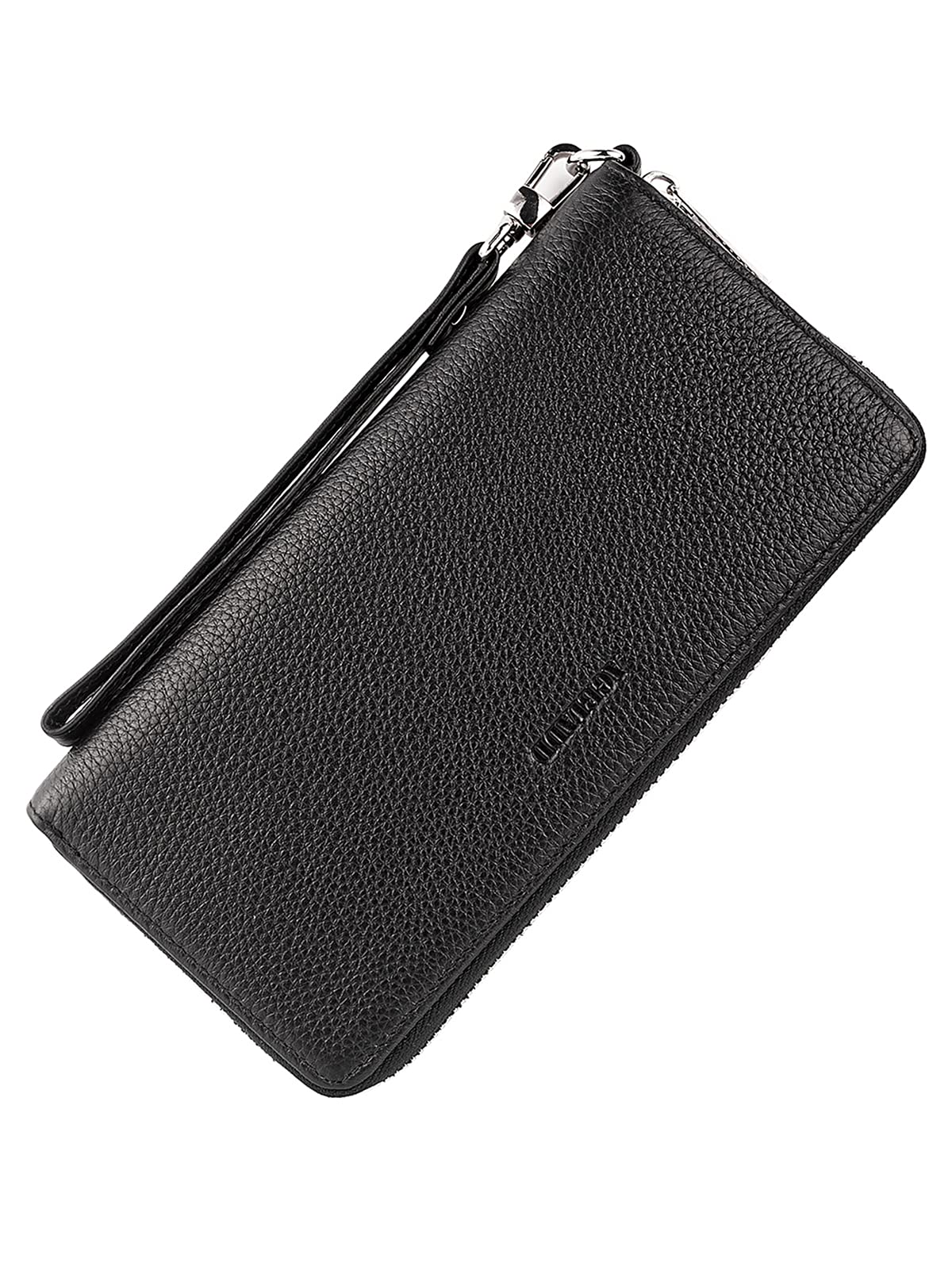 AGBIADD Plus Size RFID Blocking Women's Wallet Genuine Leather Zip Around Clutch Large Travel Purse (Black)