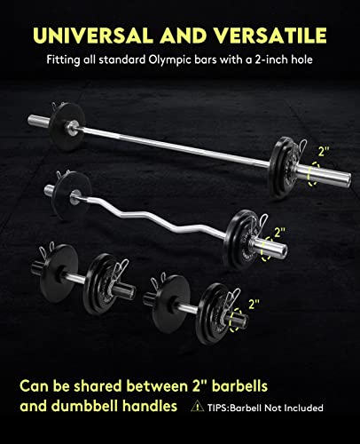 AboveGenius Cast Iron 2-Inch Olympic Plate Weight Set for Strength Training, Weightlifting and Crossfit in Home & Gym