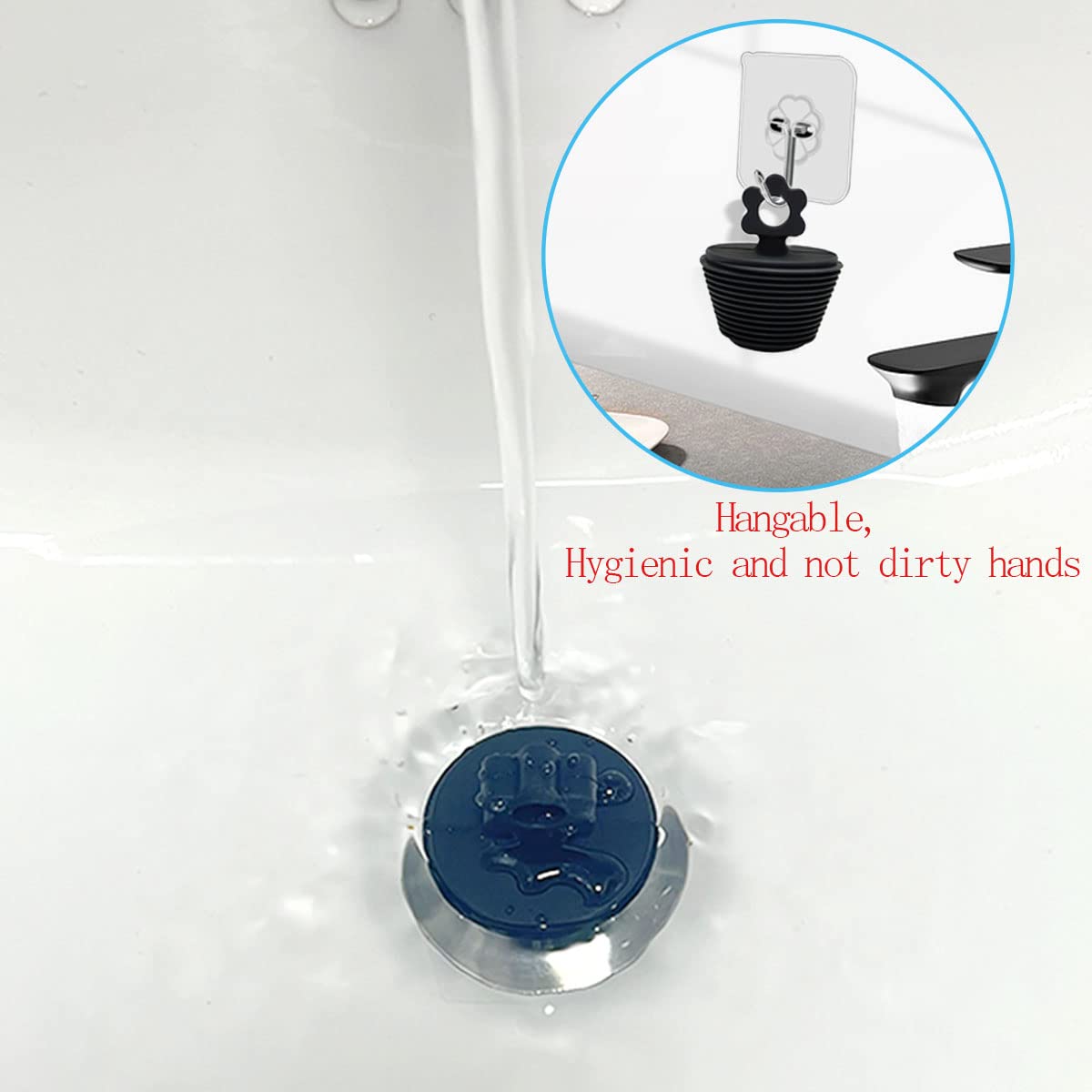 2 Pack Bathtub Stopper, Bathtub Drain Stopper Plug, Universal Silicone Stopper for Bathtub Sink Drains (Black)