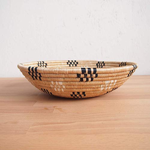 African Basket- Rugombo/Rwanda Basket/Woven Bowl/Sisal & Sweetgrass Basket/Tan, Black, White
