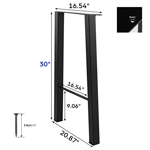 Tengchang 30" Metal Desk Dining Table Legs Black, Set of 2