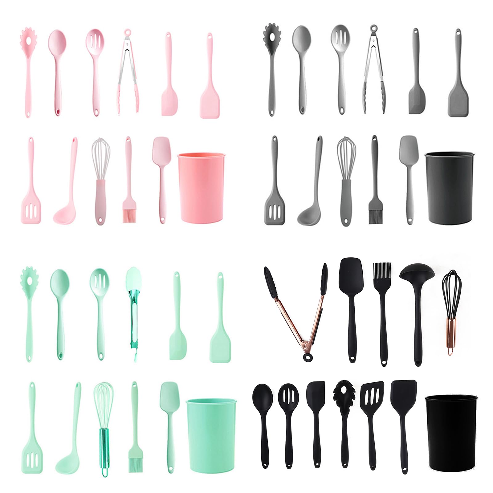 12 Pcs Silicone Kitchen Utensil Set Rubber Spatula Gadgets Non-Stick Free NoScratches Heat Resistat Cookware Durable Silicone Cooking Utensils Set Heat Resistant Kitchen Safe Nonstick Cookware Kit