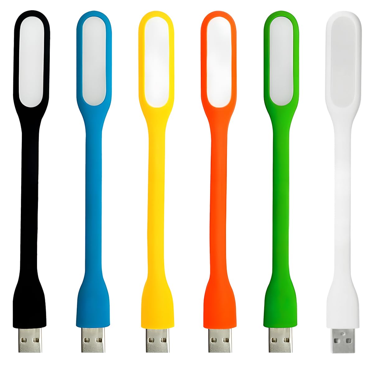 FINENIC USB LED Light Lamp for Power Bank (10 PCS) Portable Eye Care Mini Night Light with Flexible Arm, USB Gooseneck Reading Lamps Book Light,Compatible for Desktop, Notebook Laptop (10-Black)