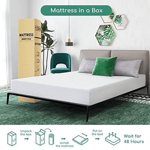 Airdown Twin Mattress, 10 Inch Memory Foam Mattress in a Box, Medium Feel Green Tea Gel Mattress for Twin Size Bed, CertiPUR-US Certified