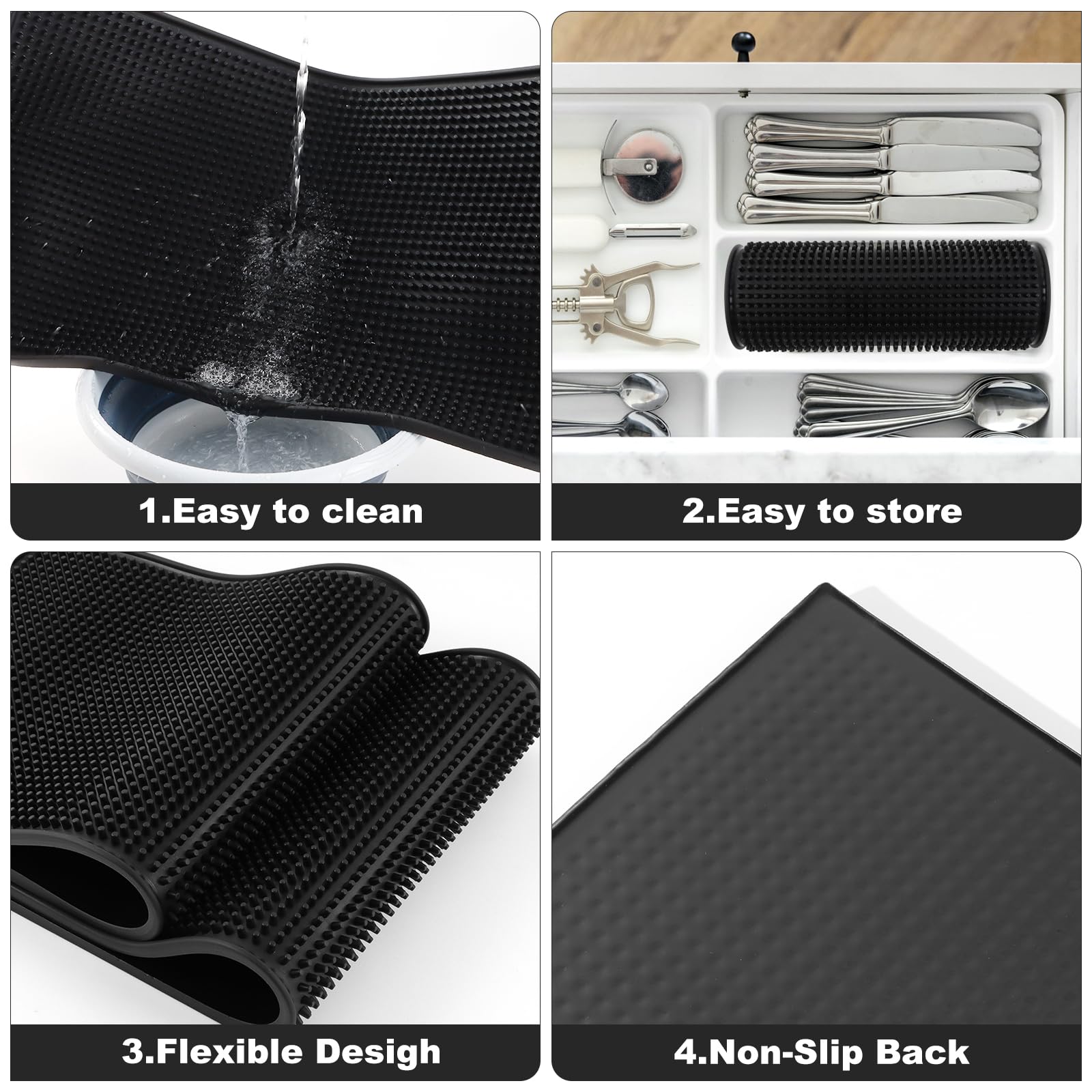 2 Pack Heavy-Duty Bar Mat Pad PVC Rubber Dish Drying Spill Matting for KTV Bar Glass Home (XL:24"x 12")
