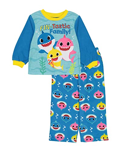 Nickelodeon Boys' Paw Patrol | Baby Shark 2-Piece Loose-fit Pajama Set, Soft & Cute for Kids, Fin-Tastic 2, 4T