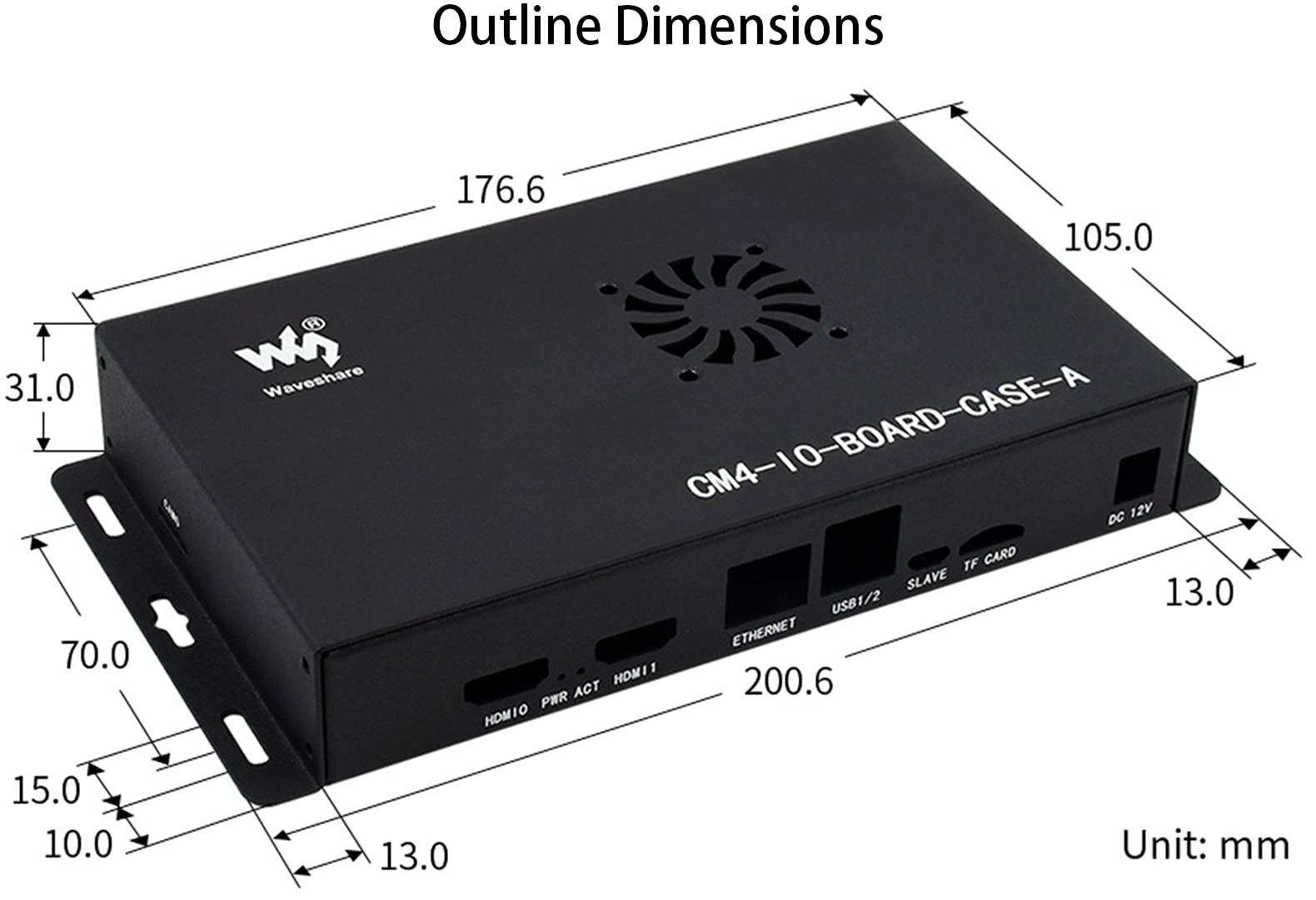Metal Case/Box with Cooling Fan for Raspberry Pi Compute Module 4 IO Board, Mini Computer Chassis with HDMI,Ethernet,USB ,DSI Display Port, CSI Camera Port