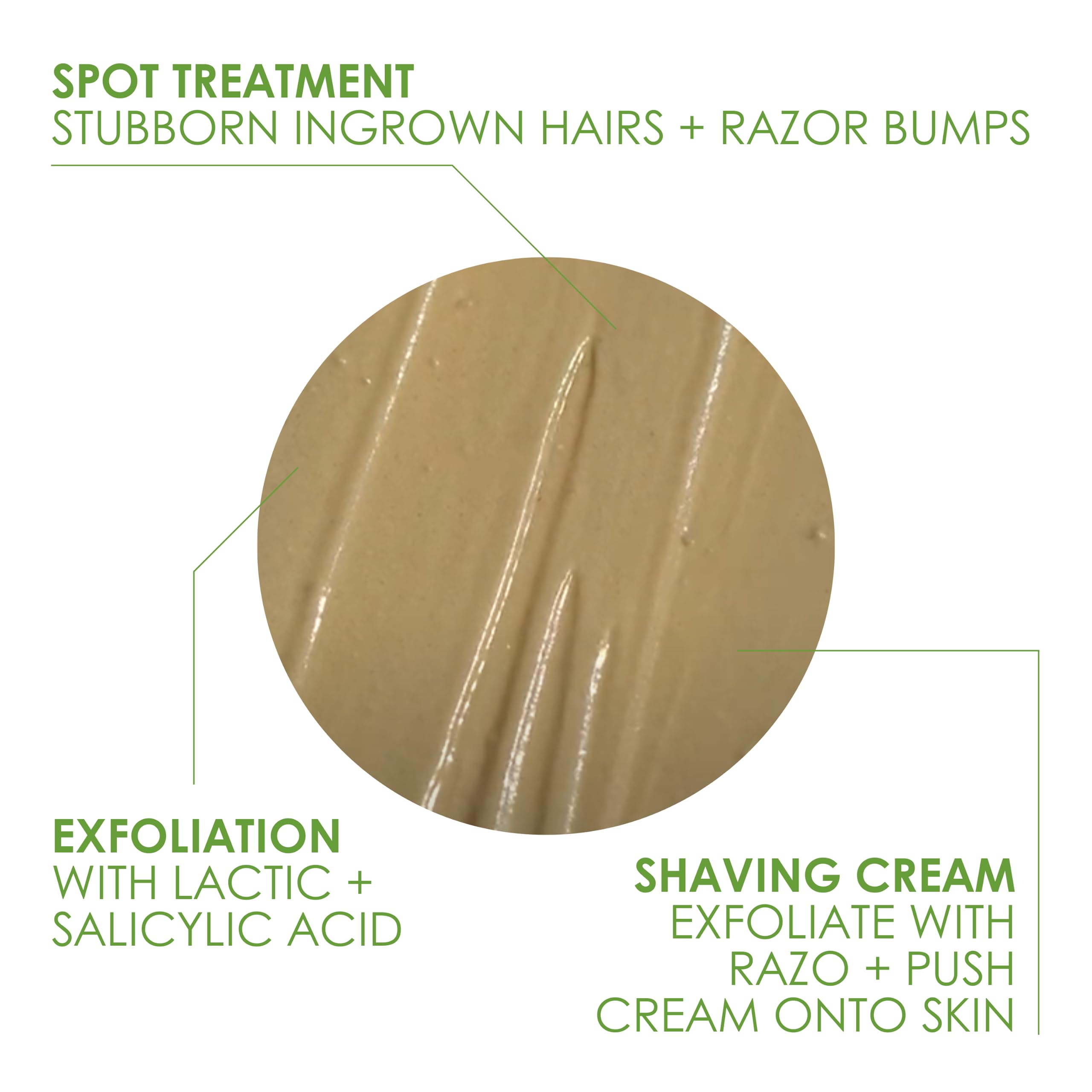 Bye Bump Green Cream by Se-Brázil for Stubborn Ingrown hairs, Razor Bumps and Body Acne Spot Treatment, Dual Action: Use as a Mask or Shaving Cream, 2 oz