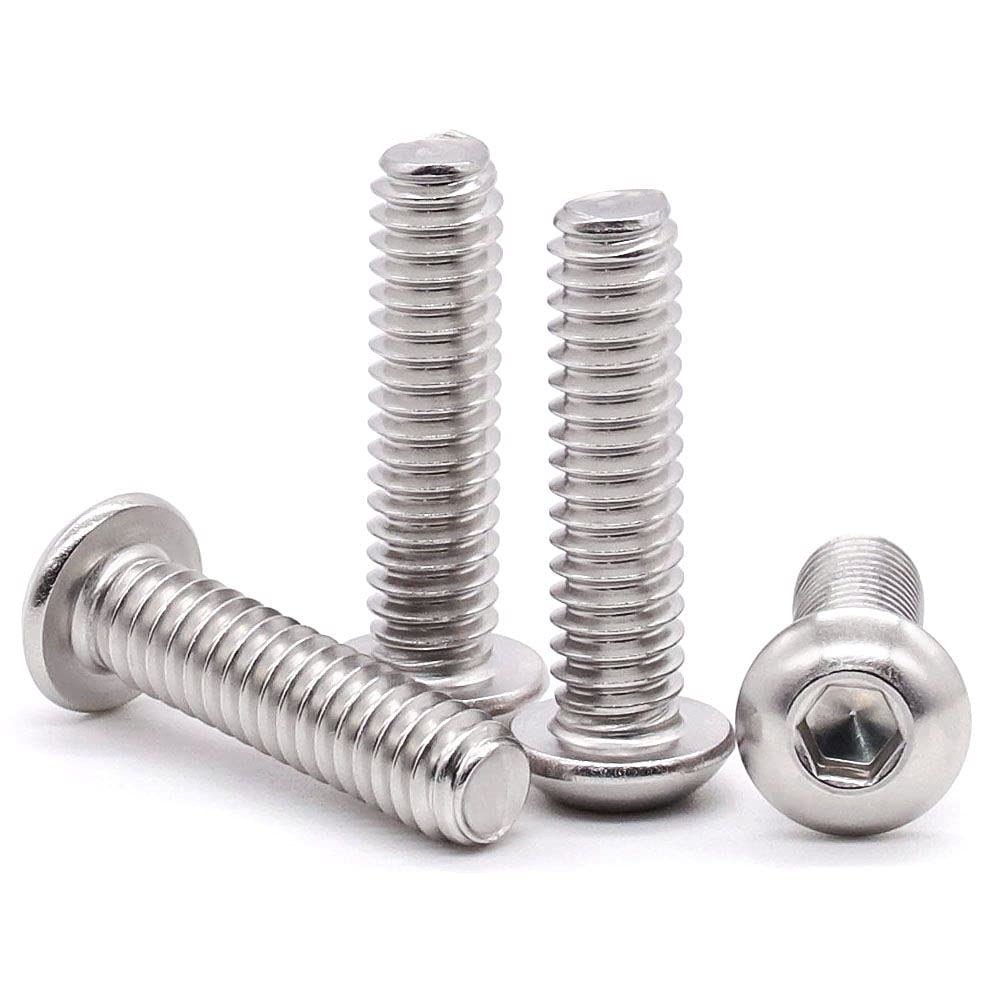 M6-1.0 x 25mm (30 pcs) Button Head Socket Cap Screws Bolts, 18/8 Stainless Steel 304, Fully Threaded, Machine Coarse Thread, Allen Hex Drive