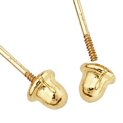 14k REAL Yellow Gold Butterfly Stud Earrings with Screw Back