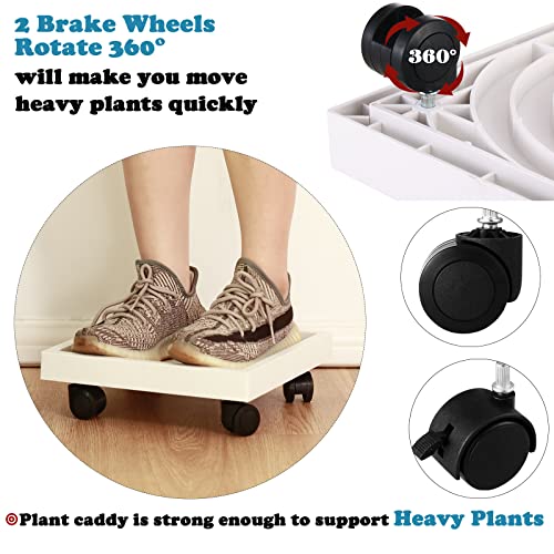 3 Pack Square Plant Caddy with Wheels Rolling Plant Stand with Wheels 12 Inch Plant Dolly Heavy Duty Large Potted Plant Mover with Casters for Indoor and Outdoor, White
