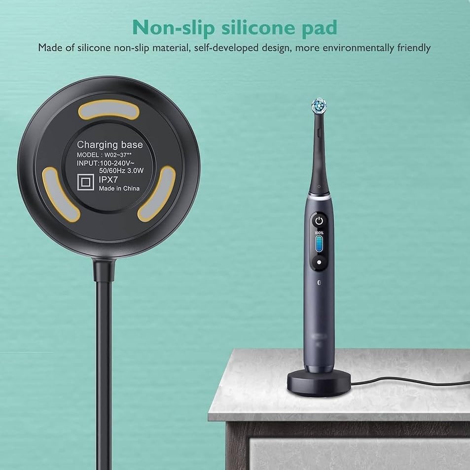 Replacement Charger Base Compatible with Braun Oral B iO Series 7 8 9 Electric Toothbrush, Magnetic Travel Charging Base for Oral-B iO Series 7 Series 8 Series 9 Replacement 3768 Adapter Cord Black