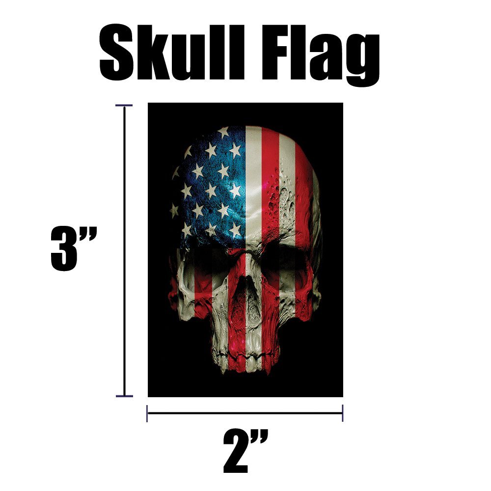 American Flag & Skull Flag Hard Hat & Helmet Stickers: 4 Pack. Great for Motorcycle Biker Helmet, Construction Toolbox, Hard hat, Mechanic Shop & More. Great for Any Patriot. USA Made