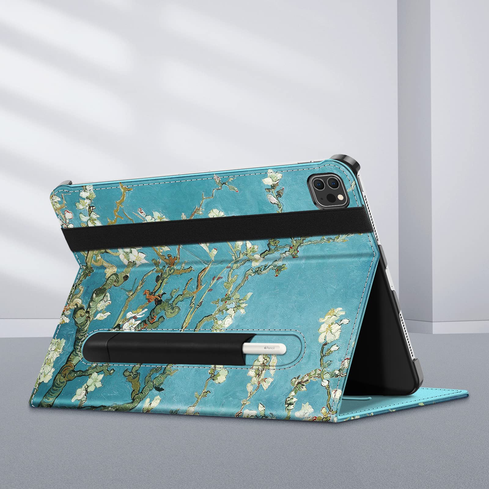 Fintie Case for iPad Pro 11-inch (4th / 3rd Generation) 2022/2021 - Multiple Angles Viewing Folio Stand Cover with Pencil Holder & Pocket, Also Fit iPad Pro 11" 2nd/1st Gen, Blossom