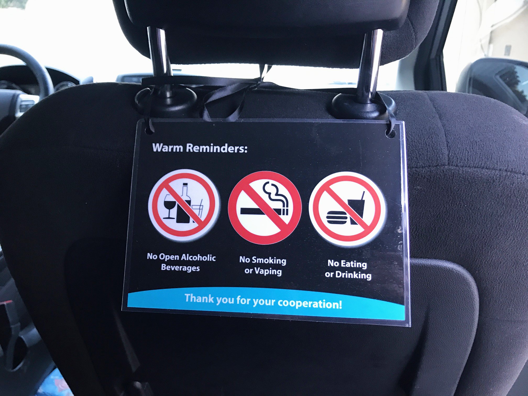 AS PRO (Set of 2) Headrest Rider Reminder Decal Sign Rideshare Car Display Cards