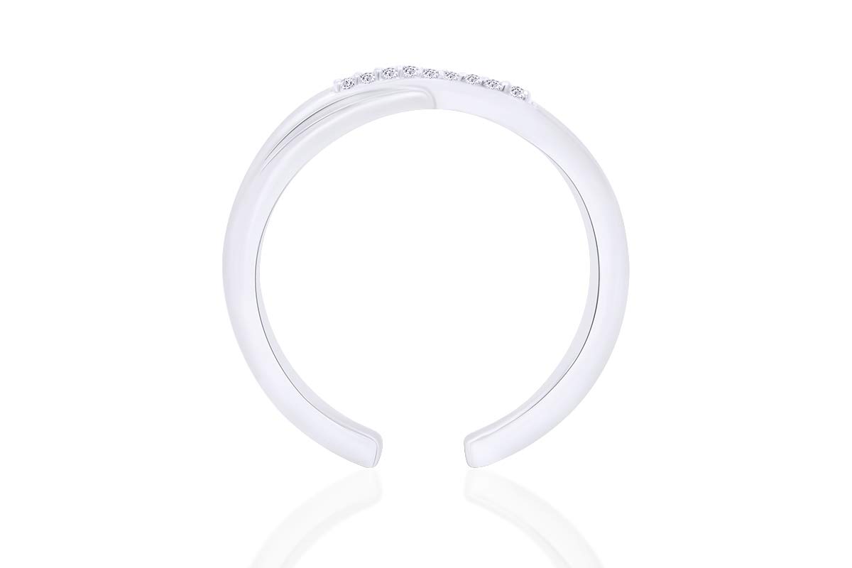 14k White Gold Over Sterling Silver White Natural Diamond Accent Infinity Toe Ring Adjustable