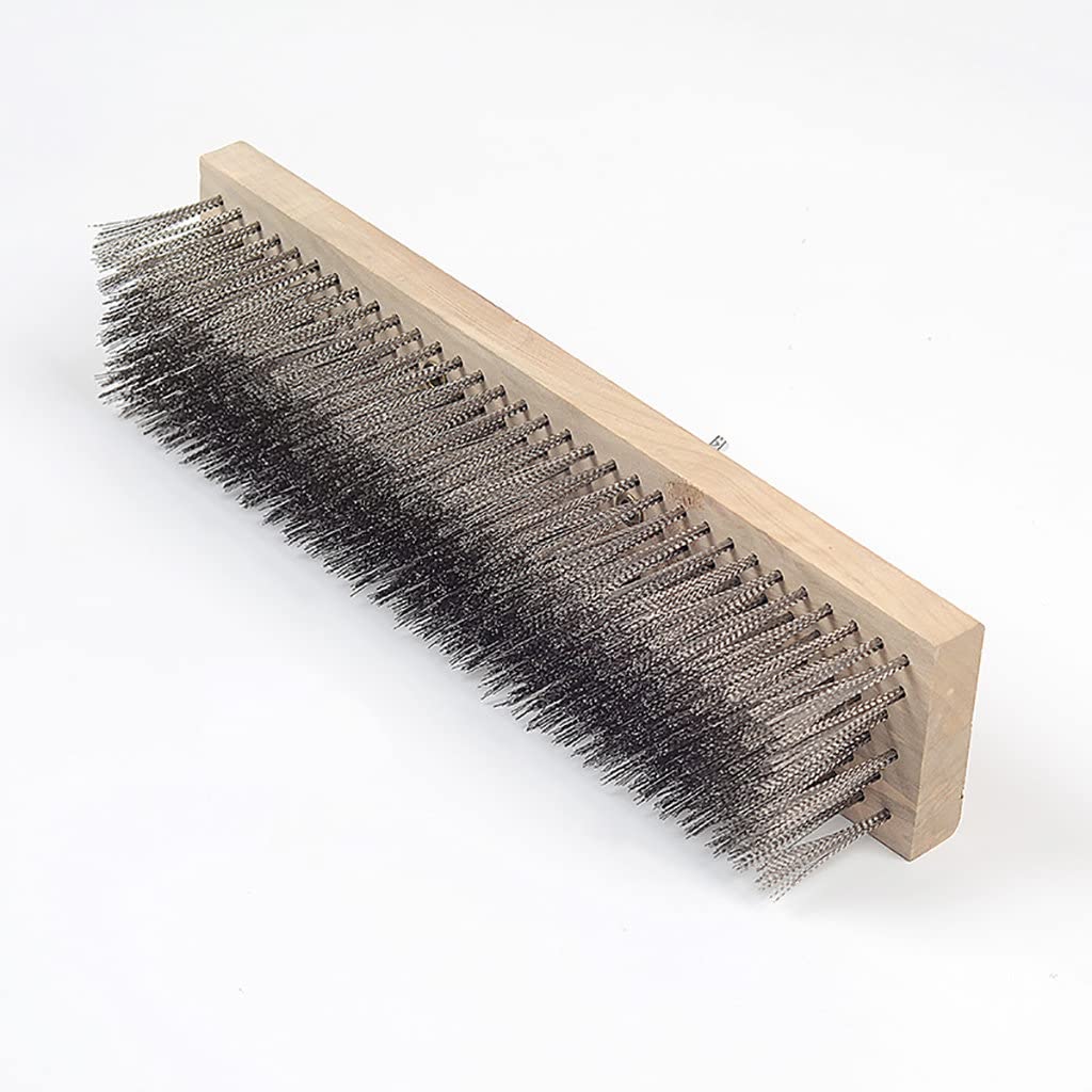 16" Heavy-Duty Rough Surface Floor Brush,Stainless Steel Wire Large Deck Scrub Brush 16" x 2.7β Removes Snow, Dirt & Grime on Drivways, Steps, Patios, Decks, Tile, Cement Without Stick (16")