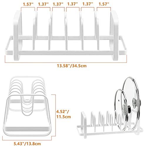 6 Compartments Pan and Pot Lid Organizer Rack Holder, white(2 Pack)