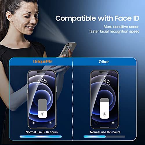 UniqueMe [2+2 Pack] Compatible with iPhone 12 Pro Max 6.7-inch Privacy Screen Protector Tempered Glass and Camera lens Protector, Anti Spy [Easy Installation Frame] [Precise Cutout] Bubble Free