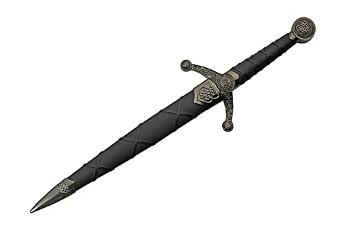 16" Silver Spear-Point Replica Medieval Celtic Knot Knife with Scabbard