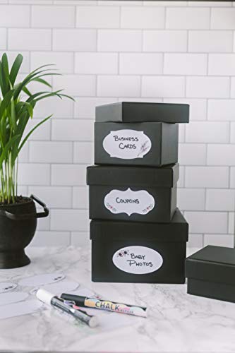 Inspired Designs Floral Chalkboard Label Stickers with 2 Chalk Pens - 120 Pcs Multi-Purpose Chalk Sticker Labels for Storage Bins, Spice Jars - 3.5โx2โ Reusable Waterproof Pantry Labels for Organizing