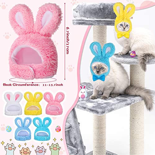 20 Pcs Easter Costume Set Bunny Ears Costume for Dogs Cats 10 Bunny Rabbit Hat with Ears Bunny Ears Pet Headband 10 Bowtie Collar Hats for Cats Small Dogs Costume Accessory