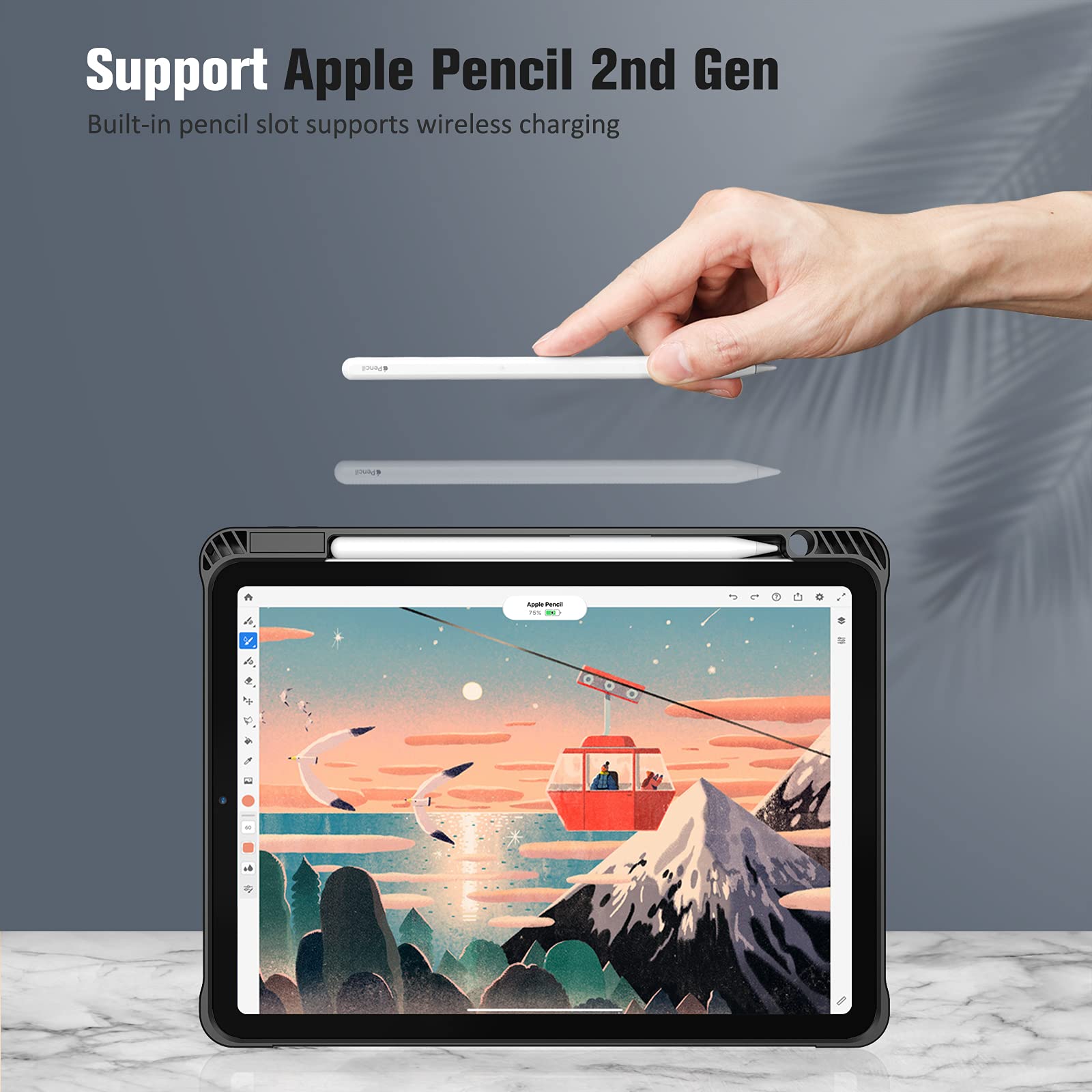 Fintie SlimShell Case for iPad Pro 11-inch (4th / 3rd Generation) 2022/2021 - Soft Flexible TPU Stand Back Cover with Pencil Holder, Also Fit iPad Pro 11" 2nd / 1st Gen, Composition Book Black