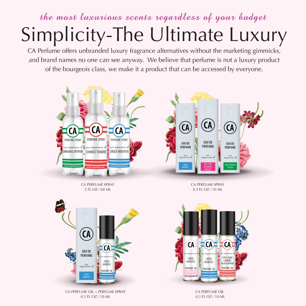 CA Perfume Impression of (Flowerbloom + Mademoiselle) Travel Size Sample Fragrance Refillable Atomizer Long Lasting Eau de Parfum (Cologne) Sprayer / 2 Fl Oz/ 60 ml