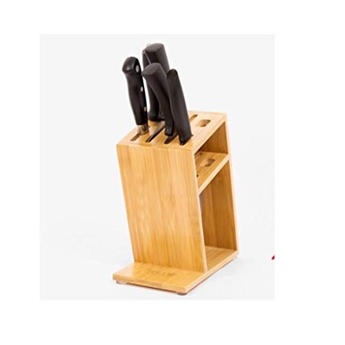 CUJUX Universal Knife Block Bamboo Wood Knife Block without Knives Countertop Knife Holder and Organizer with Wide Slots for Easy Kitchen Knife Storage
