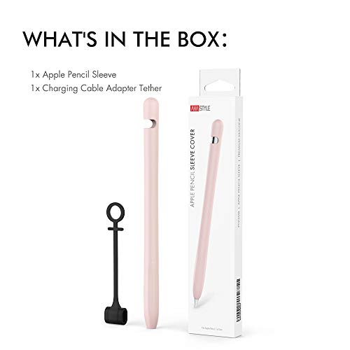AhaStyle Anti-Slip Case Sleeve Silicone Protective Skin [ Added Cable Adapter Tether Kit] Compatible with Apple Pencil 1st Generation
